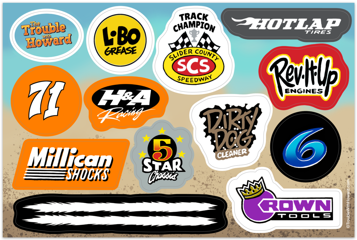 The Trouble with Howard Sponsor Sticker Sheet 9" x 6" – The Trouble ...